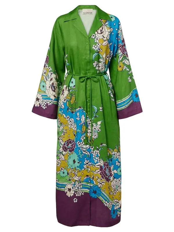 ALEMAIS Nanci Printed Linen Shirt Dress - Multicoloured
