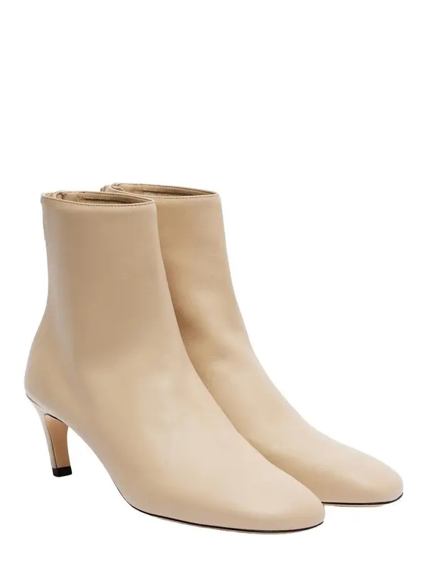 TOTEME Leather Ankle Boots - Beige