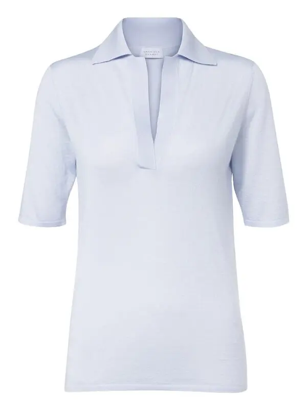 Gabriela Hearst Casius Cashmere And Silk Polo Shirt - Blue
