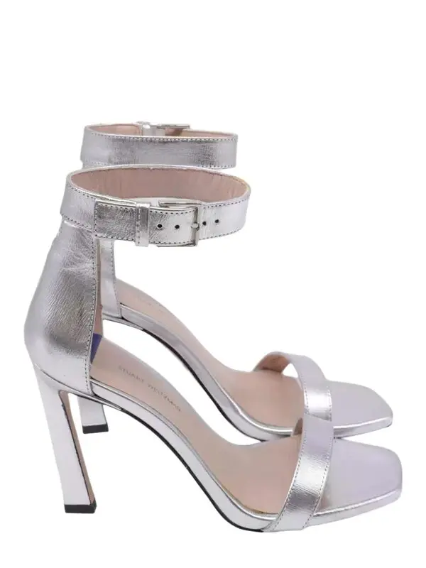 STUART WEITZMAN Square Nudist Sandals - Silver
