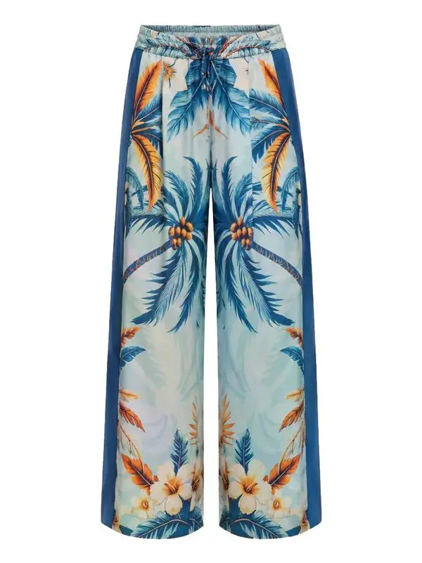 F.R.S FOR RESTLESS SLEEPERS Asteria Palm-print Trousers - Blue