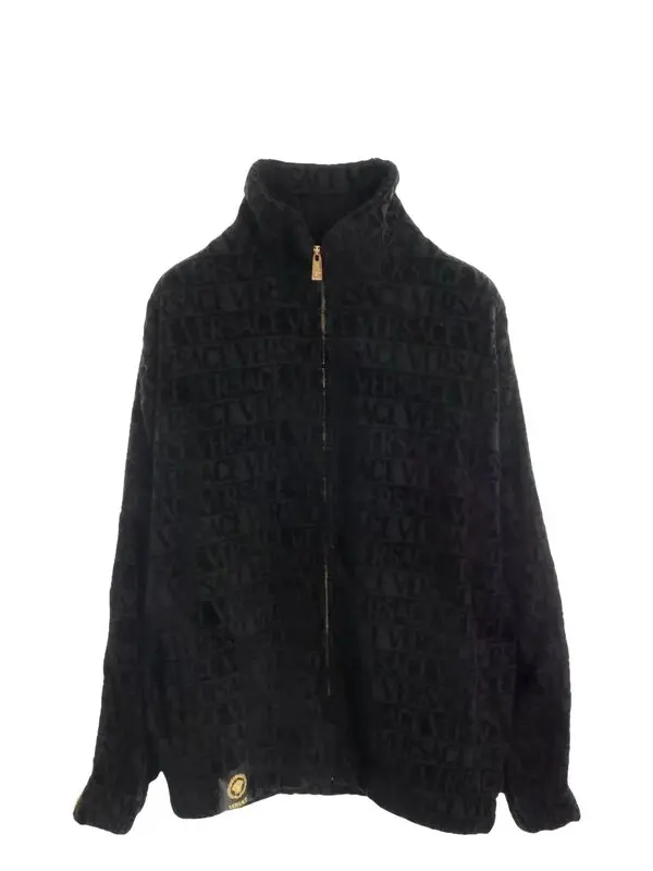 Versace Baroque Logo Zip-up Sweatshirt - Black