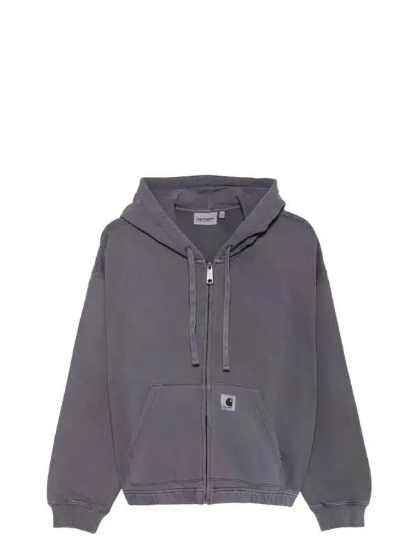 Carhartt Work In Progress Logo Patch Zip-up Hoodie - Grey