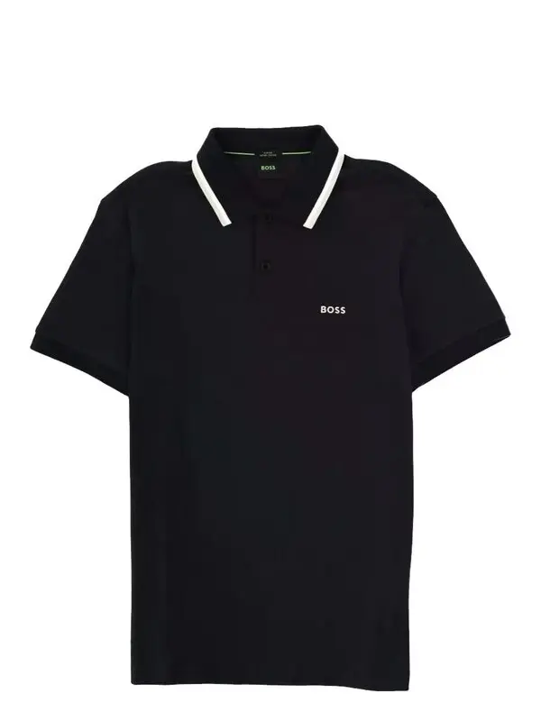 Hugo Boss Logo-print Tipping-detail Polo Shirt - Blue