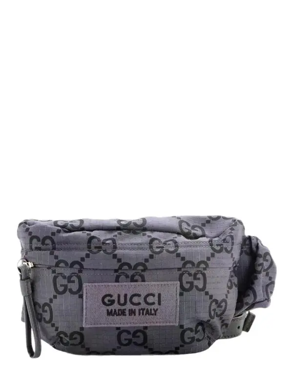 Gucci Ripstop Gg Nylon And Leather Belt Bag - Grey