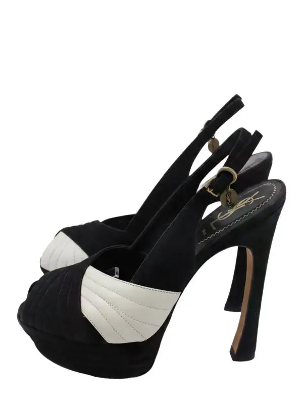 Saint Laurent Peep-toe Slingback Sandals - Black