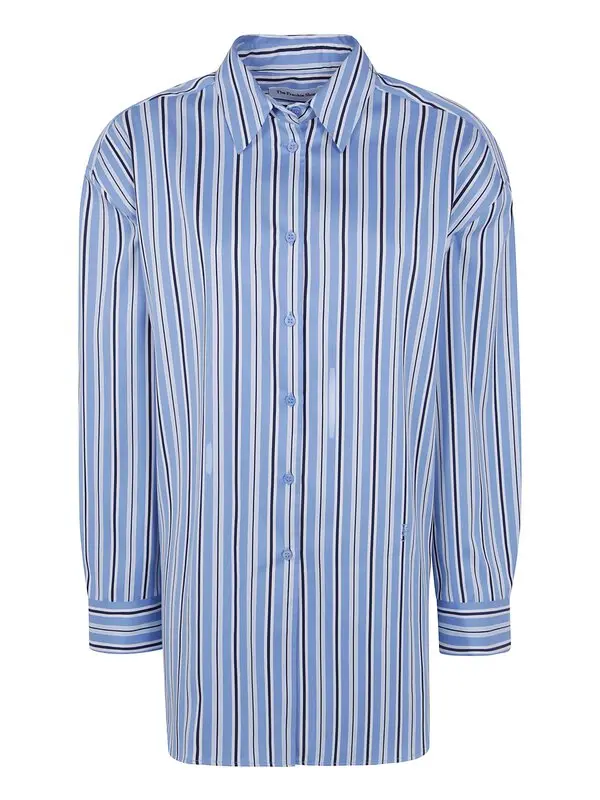 THE FRANKIE SHOP Cotton Multi Stripe Shirt - Blue