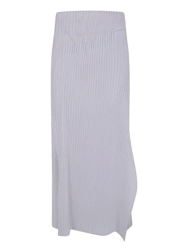 Issey Miyake Pleated Polyester Skirt With Black Stripes - Green
