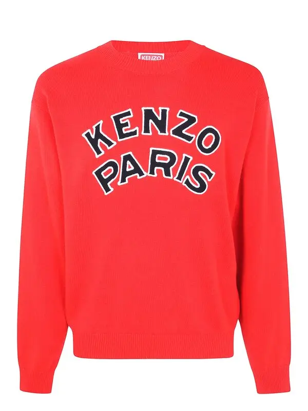 Kenzo Emblem Wool Blend Sweater - Red