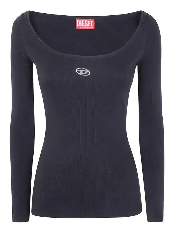 DIESEL® Deep Round Neck Cotton T-shirt - Black
