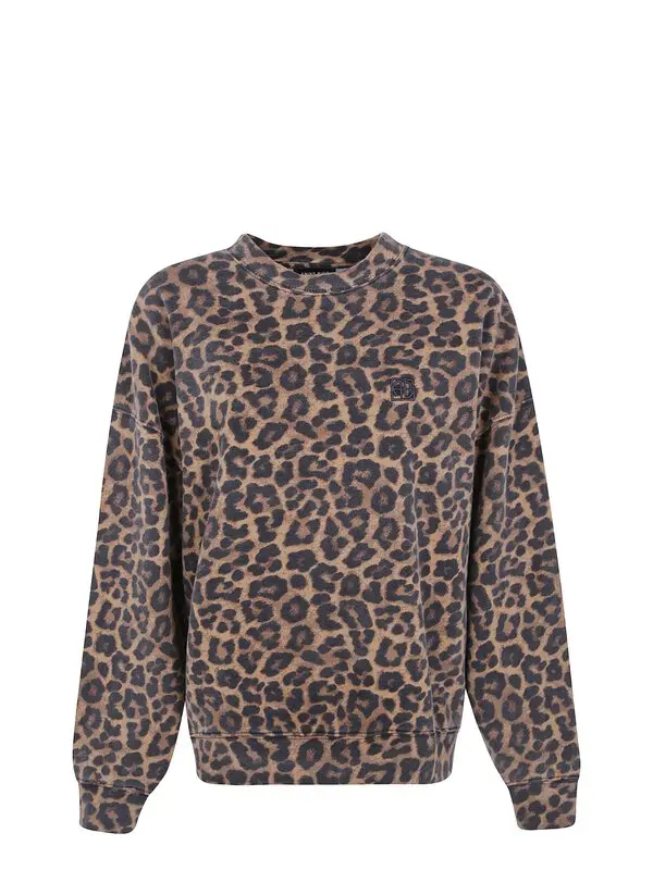 ANINE BING Leopard Print "miles" Sweatshirt - Brown