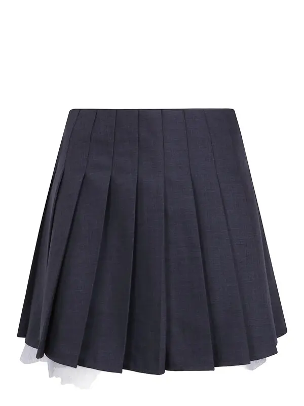 SELF-PORTRAIT Pleated Mini Skirt - Gray