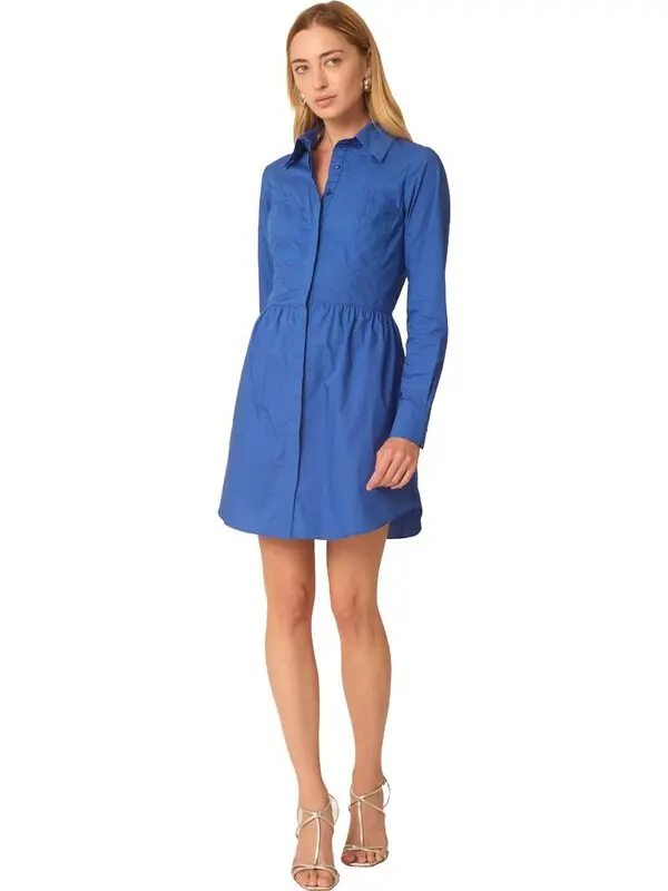 GILNER FARRAR Yelina Bustier Button-down Poplin Dress - Azure
