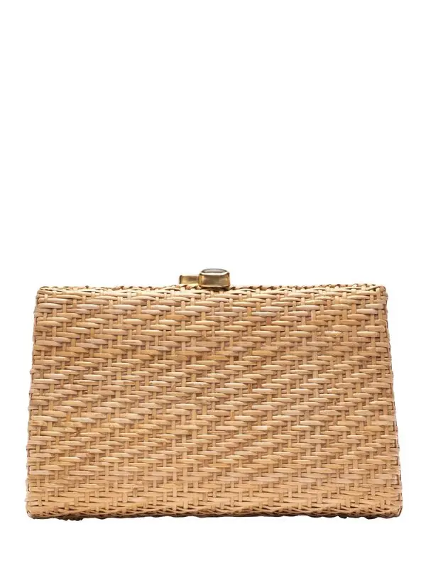 FRANCES VALENTINE Stella Rattan Clutch - Natural/multi
