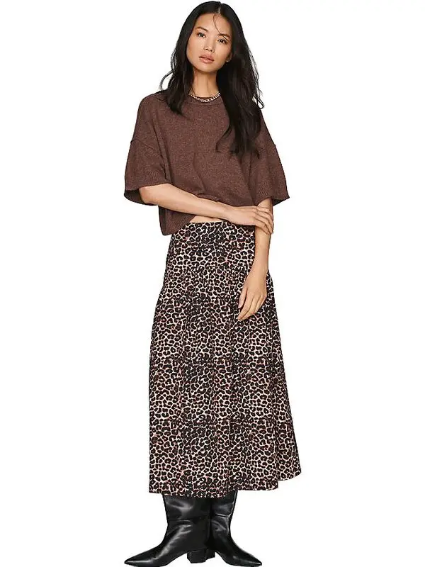 EXQUISE Tobie Drop-waist Skirt - Leopard