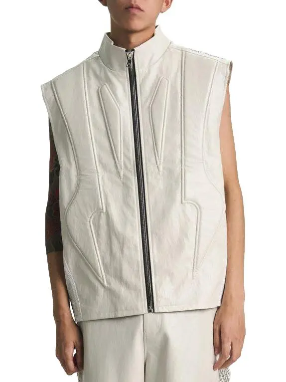 RtA Faux Leather Biker Vest - Grey