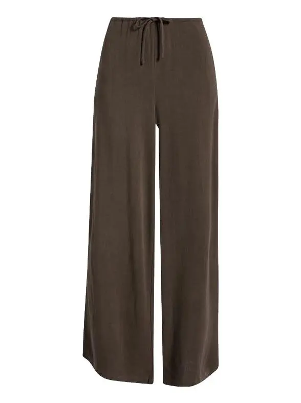 PACSUN Milla Tie Waist Wide Leg Pants - Brown