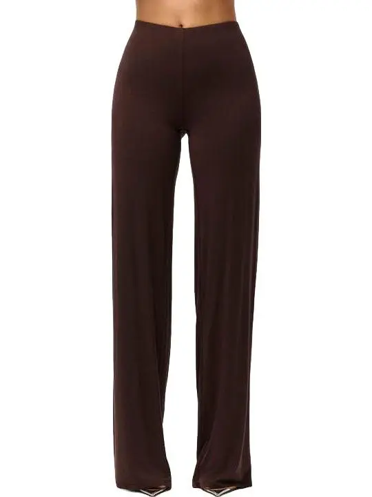 Naked Wardrobe Wide Leg Draped Pants - Dark Chocolate