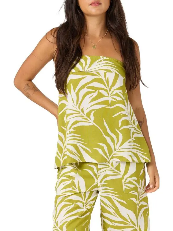 O'Neill Marissa Tropical Print Strapless Tube Top - Chartreuse