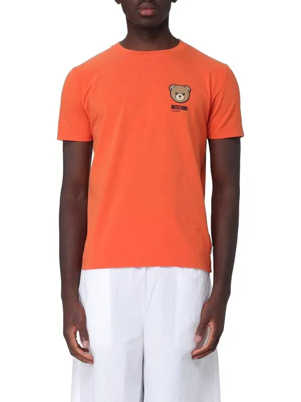 Moschino Teddy Bear Print Cotton T-shirt With Logo - Orange