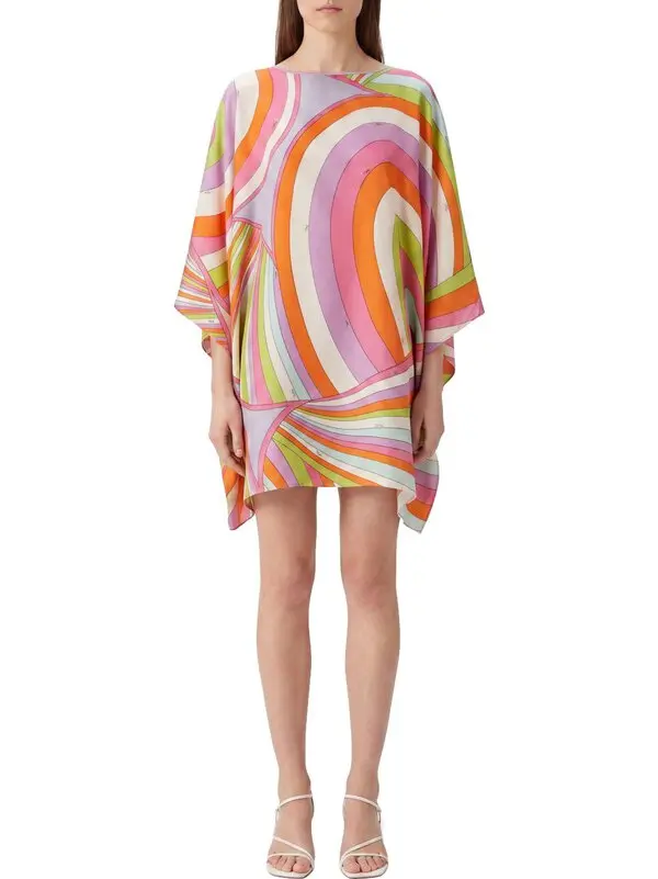Emilio Pucci Mini Silk Kaftan With Abstract Print - Multicolor