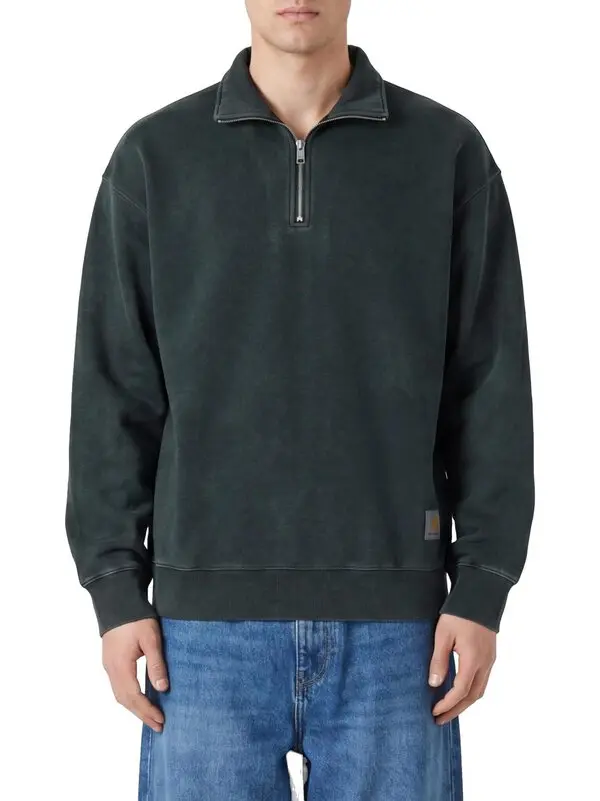 Carhartt Work In Progress Long-sleeved Cotton Polo Shirt With Zip Closure - Black