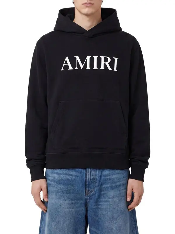 Amiri Relaxed Fit Cotton Hoodie With Contrast Logo - Black
