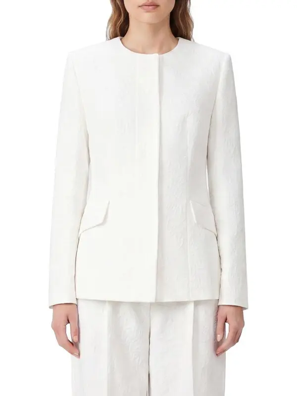 TOTEME Cropped Cotton Jacket With Concealed Closure - White