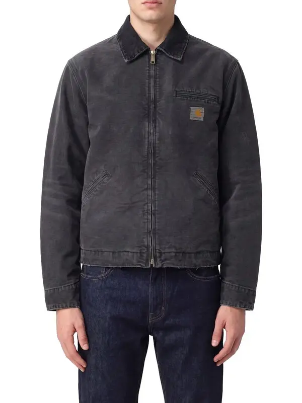 Carhartt Work In Progress Og Detroit Cotton Jacket With Zip Closure And Logo Patch - Black