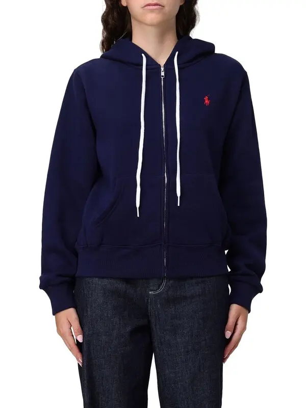 Polo Ralph Lauren Cotton Blend Zip-up Hoodie With Embroidered Logo - Navy