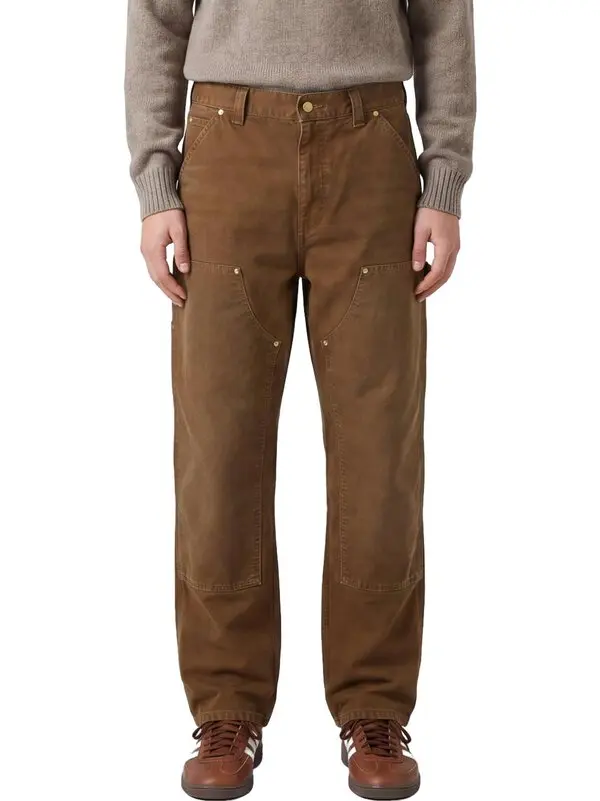 Carhartt Work In Progress Og Single Knee Wide-leg Cotton Denim Trousers With Logo - Brown