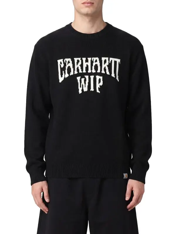 Carhartt Work In Progress All-over Jacquard Logo Cotton Crewneck Jumper - Grey