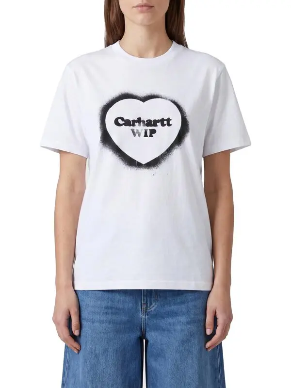 Carhartt Work In Progress Short-sleeved Cotton T-shirt With Chest Logo - White