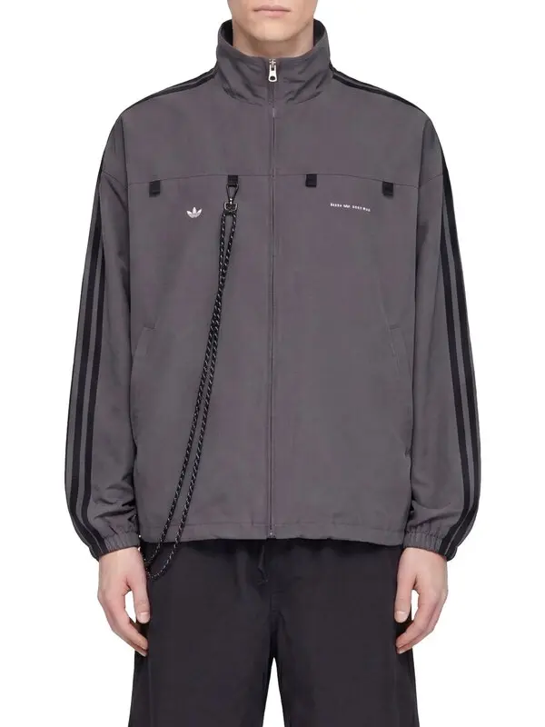 ADIDAS ORIGINALS High-neck Zip-up Sweatshirt In Recycled Technical Fabric - Grey
