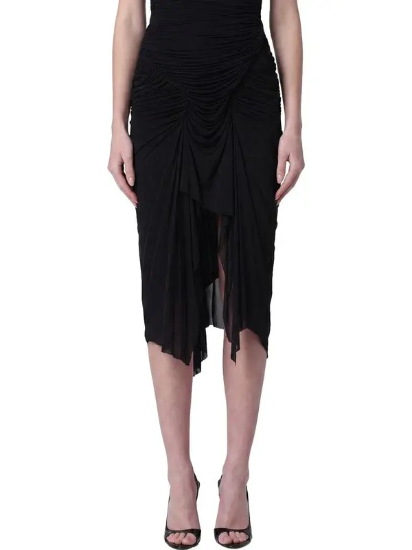 FRANCESCO MURANO Draped Asymmetrical Midi Skirt In Stretch Viscose - Black