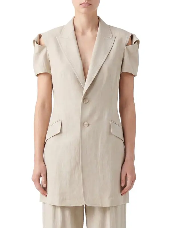 Y’s Single-breasted Blazer With Cut-out Details - Ivory