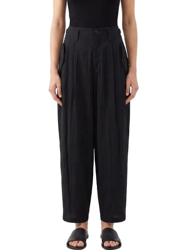 Y’s High-waisted Wide-leg Trousers In Rayon And Cupro - Black