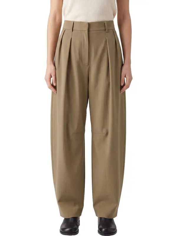 Loewe High-waisted Wide-leg Pure Wool Shorts - Sand