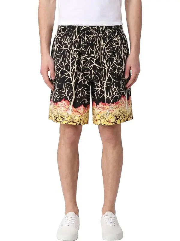 Y’s Graphic Print Rayon Shorts - Black
