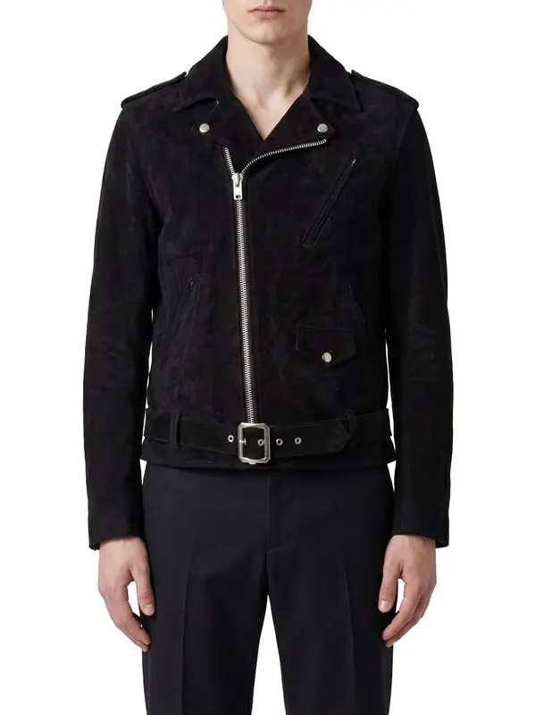 Y’s Suede Biker Jacket With Belt - Black