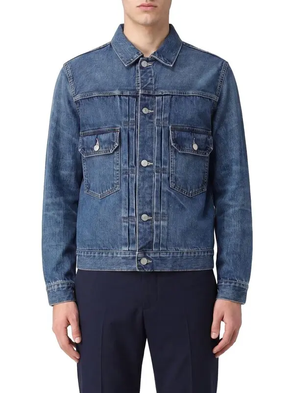 Y’s Cotton Denim Jacket With Patch Pockets And Metal Buttons - Indigo