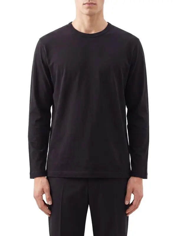 Y’s Long-sleeved Cotton Crew Neck T-shirt - Black