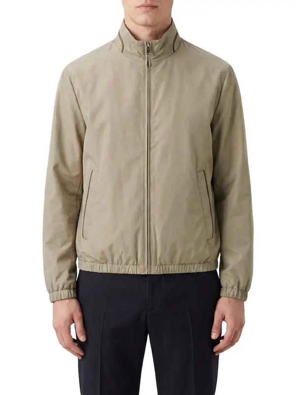 Canali Polyester Bomber Jacket With High Neck And Elasticated Cuffs - Brown