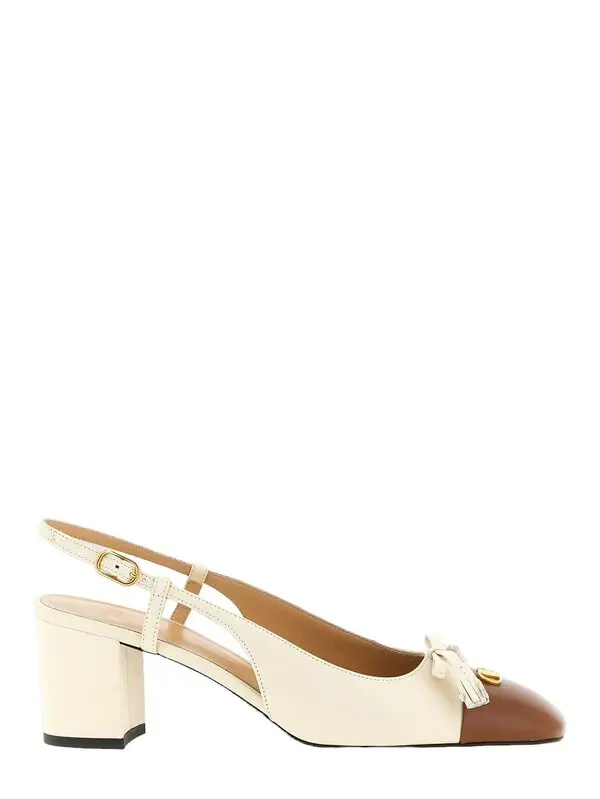 Valentino Garavani Valet Du Roi Bicolour Leather Slingback Court Shoes With Vlogo - Black
