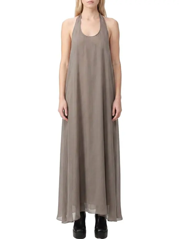 Rick Owens A-line Halterneck Silk Midi Dress - Dust