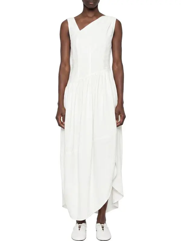 NAMACHEKO Asymmetrical Off-the-shoulder Midi Dress In Ramie And Viscose - White