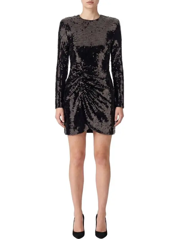 ROTATE BY BIRGER CHRISTENSEN All-over Sequin Embellished Long-sleeved Mini Dress - Black