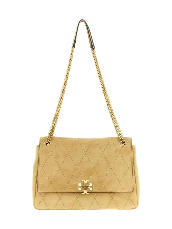 Tory Burch Charlie Suede Shoulder Bag - Grey