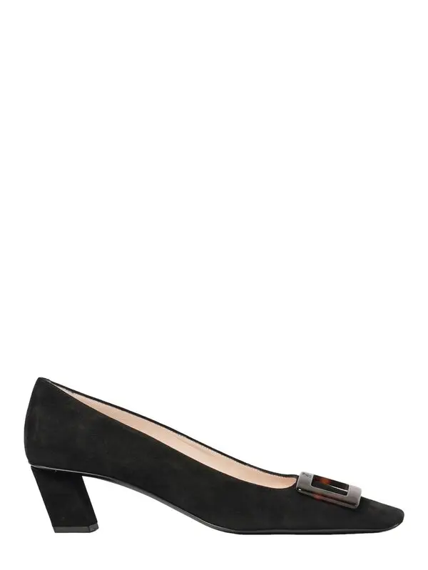 ROGER VIVIER Suede Pumps With Buckle And Low Heel - Black