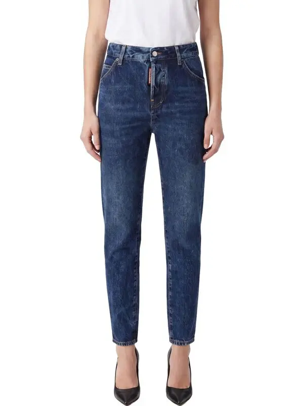 Dsquared2 Teddy High-waisted Skinny Fit Jeans In Stretch Denim - Blue